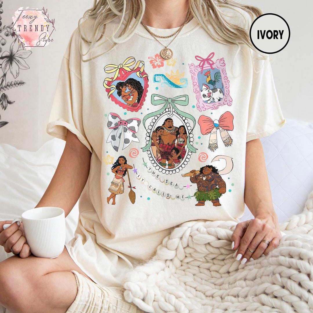 Retro Disney Moana Coquette Bows Shirt, Maui Moana Hei Hei and Pua ...