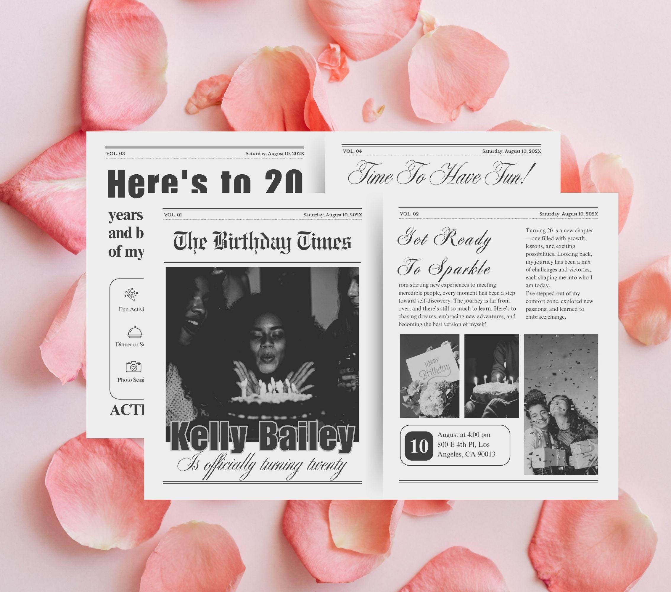 Canva Birthday Newspaper, Newspaper Birthday Template, Birthday ...