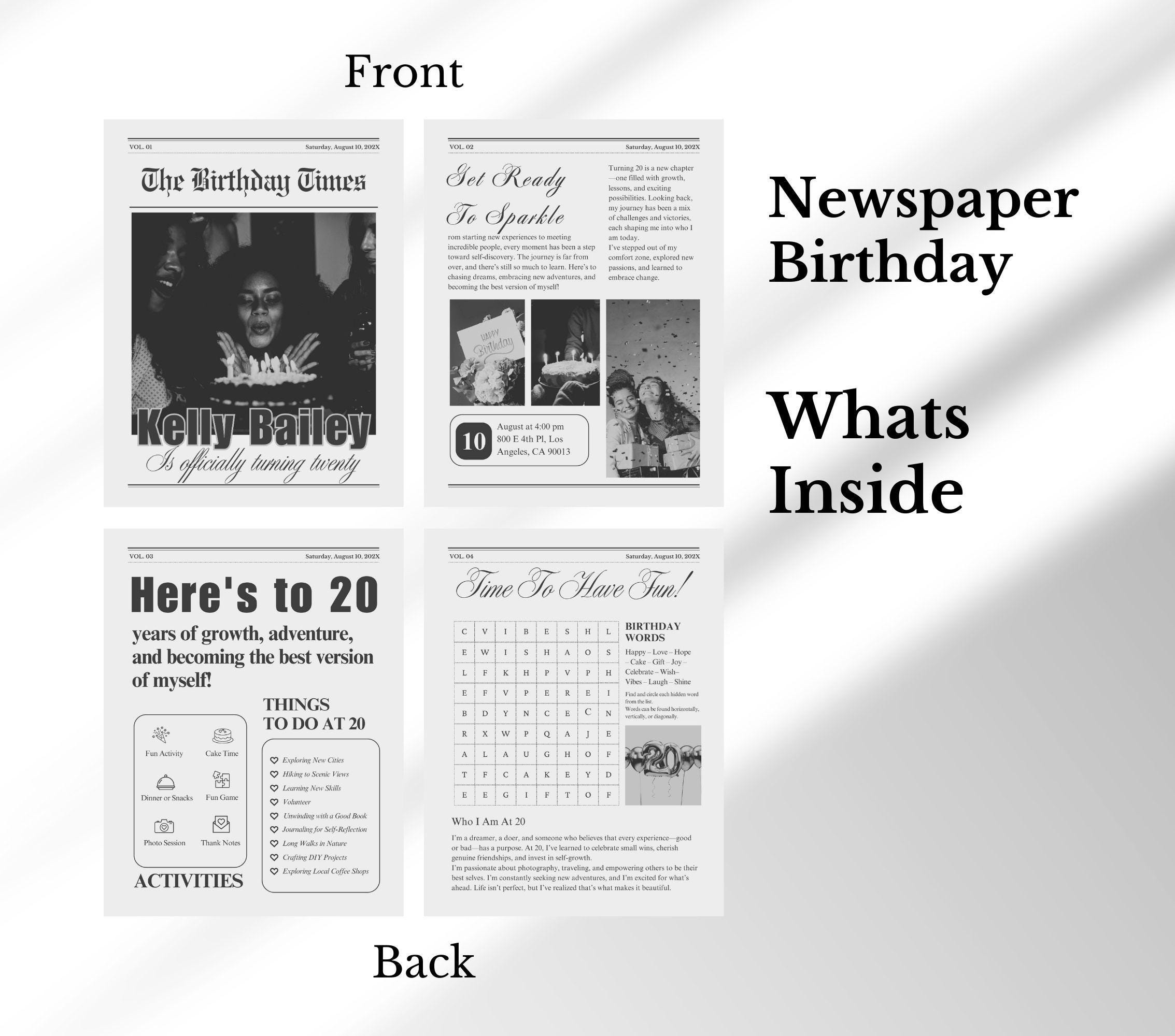 Canva Birthday Newspaper, Newspaper Birthday Template, Birthday ...