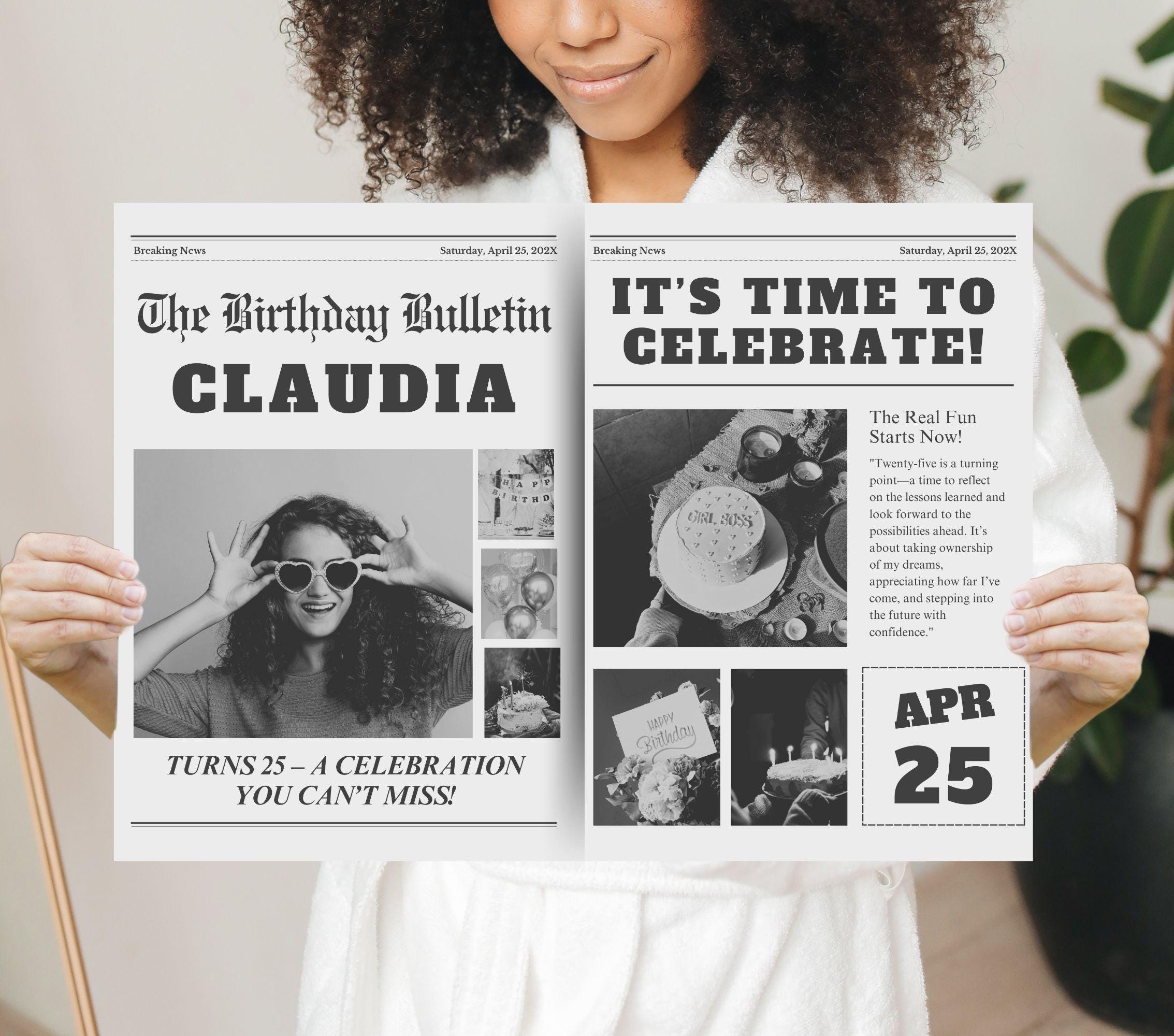 Newspaper Birthday Template, Canva Birthday Newspaper, Birthday ...