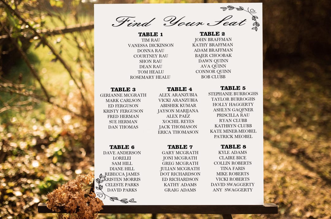 Personalized Wooden Wedding Seating Chart, Find Your Seat Sign ...