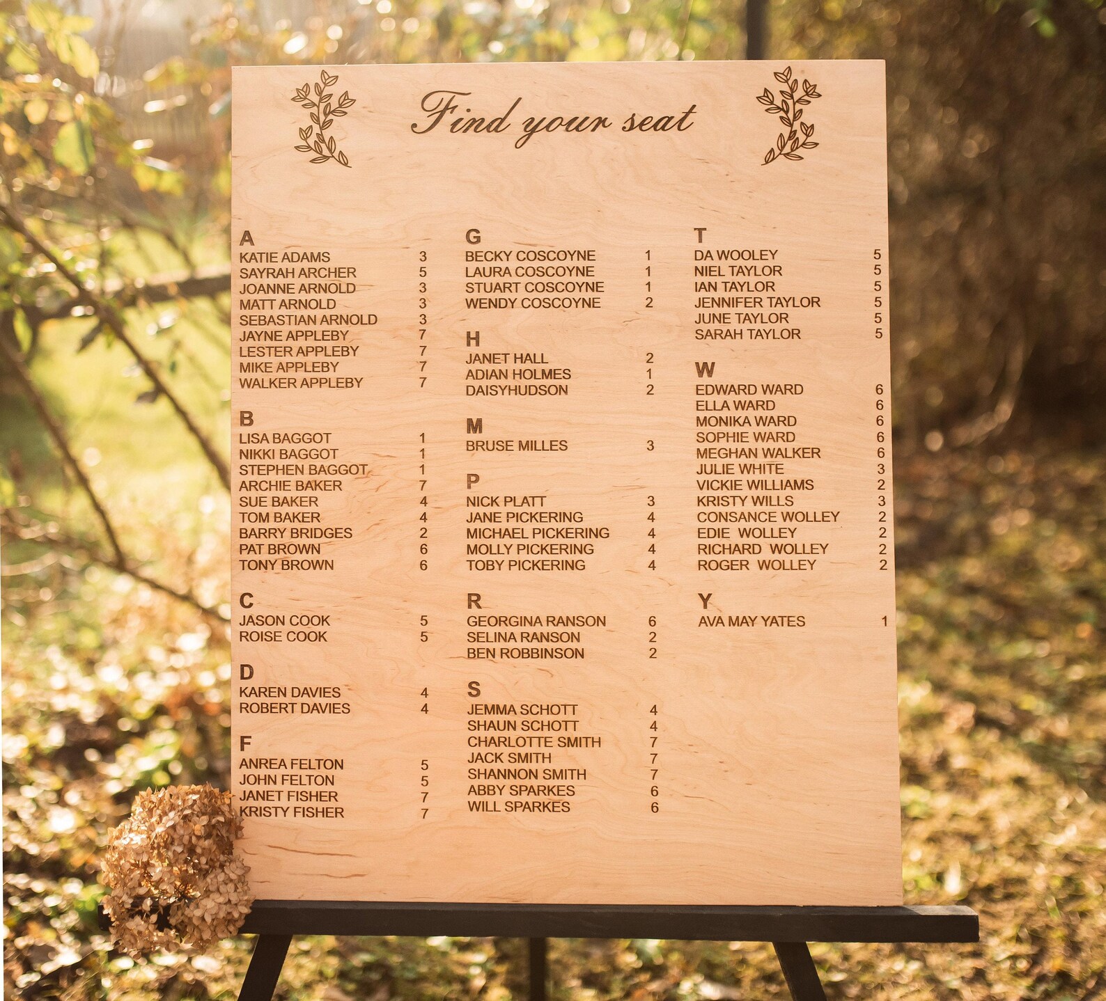 Personalized Wooden Wedding Seating Chart, Find Your Seat Sign ...