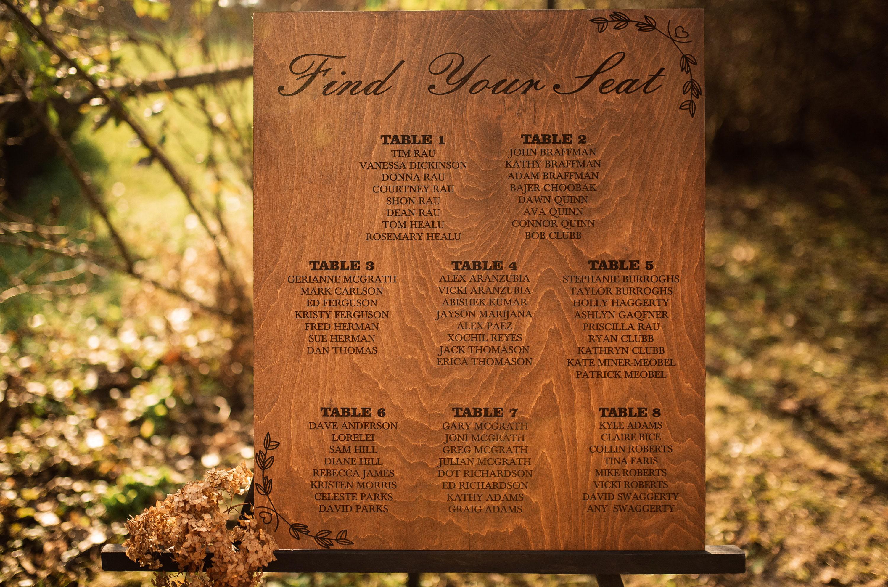 Wooden Wedding Seating Chart Sign, Find Your Seat Sign, Table Seating ...