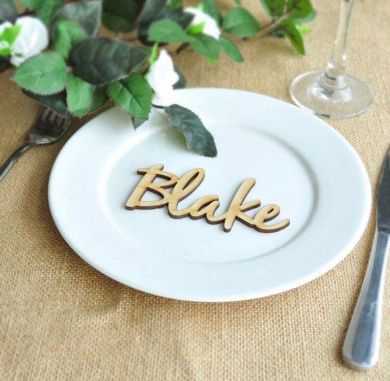 Personalized Wooden Wedding Name Plates – Custom Place Cards, Name Tags ...