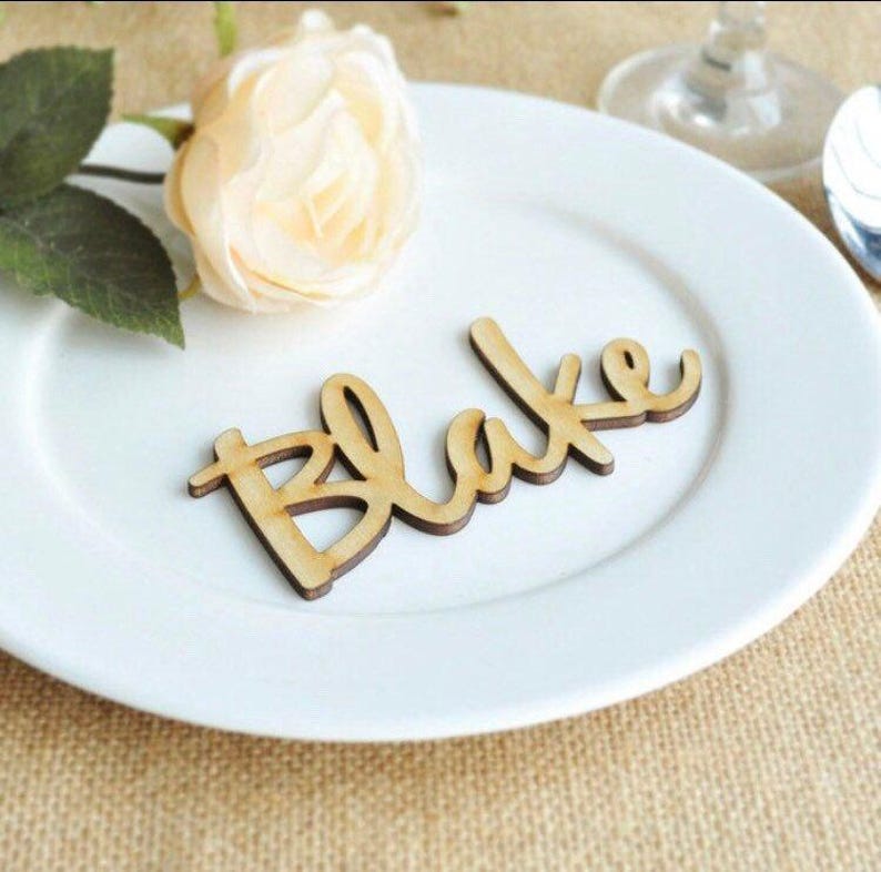 Personalized Wooden Wedding Name Plates – Custom Place Cards, Name Tags ...