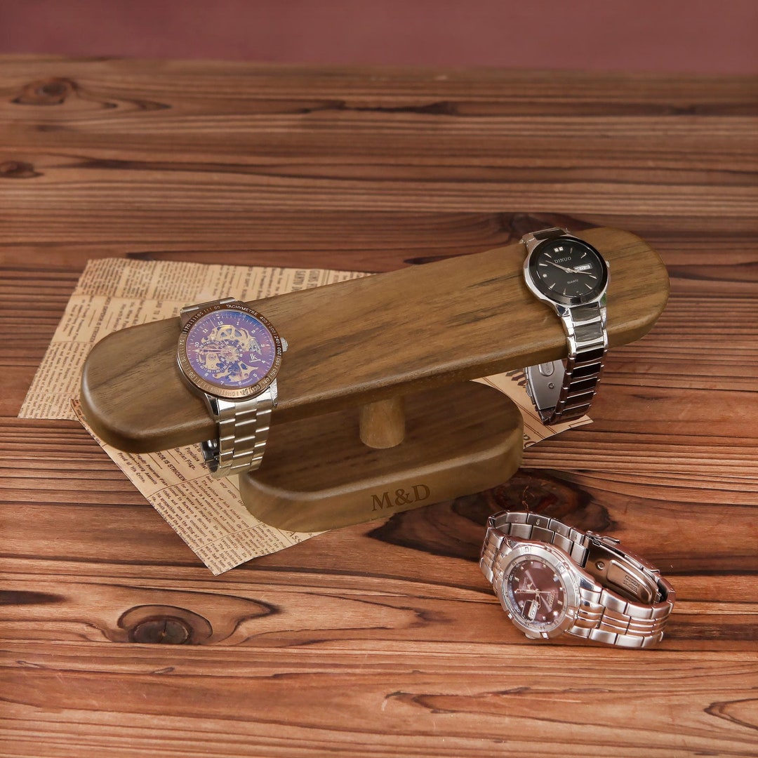 Birthday Gift Wood Watch Holder Stand, Personalized Name Watch Display ...