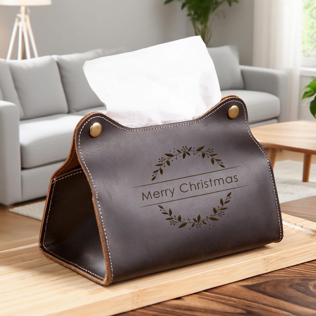 Christmas Custom Genuine Leather Tissue Box, Napkin Storage ...