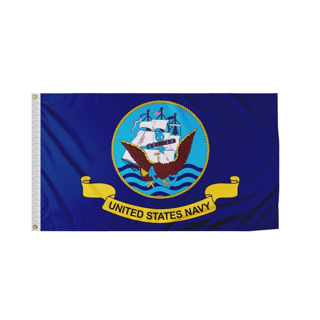 US Navy Emblem Flag Outdoor Nylon Heavy Duty Navy Naval Military Flags ...