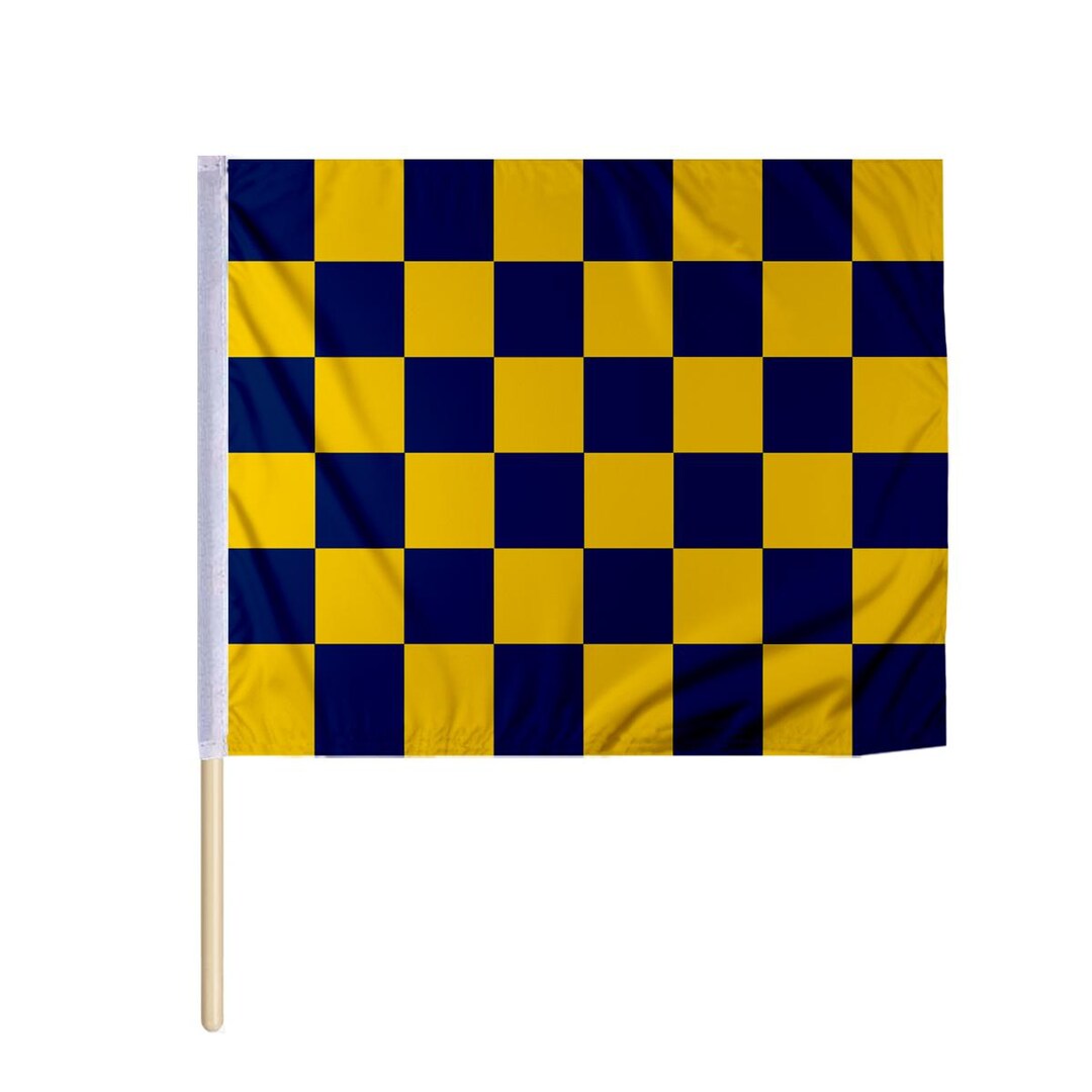 Blue & Yellow Checkered Racing Stick Flag: Go Kart, Nascar Fan Gift - Etsy