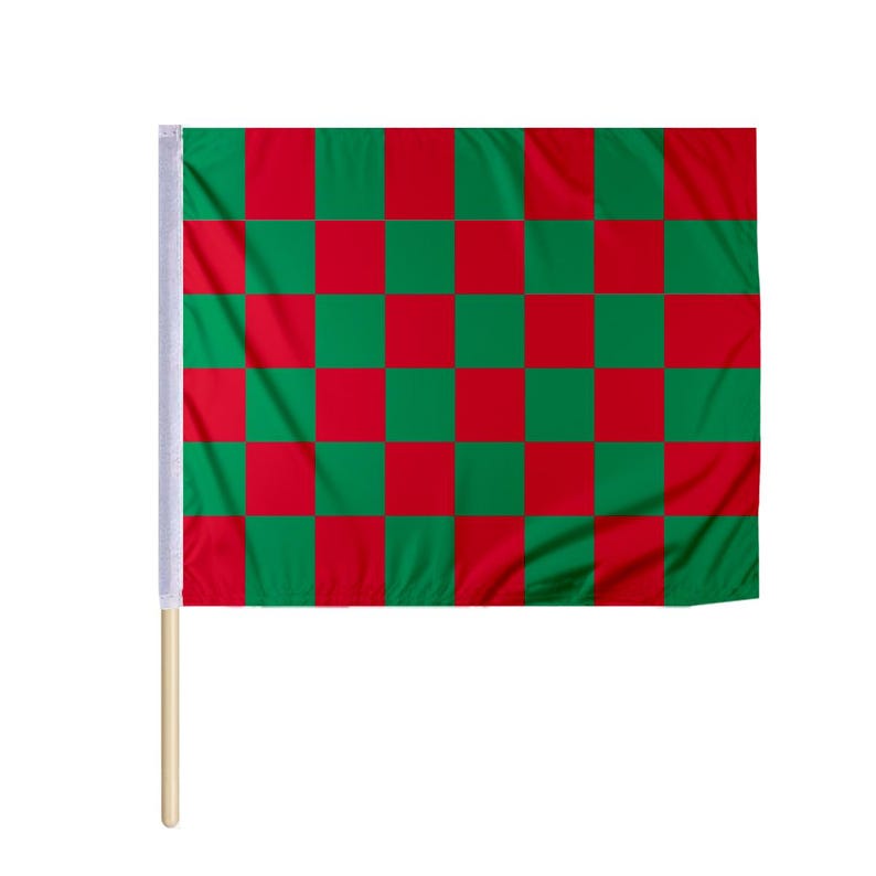 Red & Green Checkered Racing Stick Flag: Nylon Go Kart Track Decor - Etsy