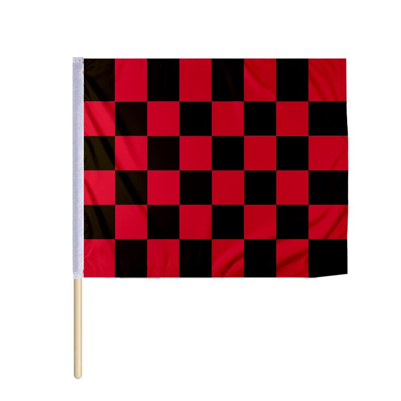 Red Black Checkered Racing Stick Flag: Sports Fan Gift - Etsy