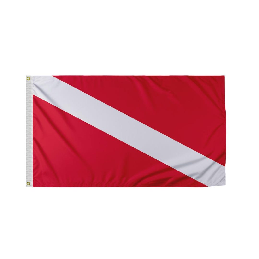 Skin Diver Flag - 200 Nylon - Scuba Diving Flags - Nautical Boat Signal Flag - Diver Down ...