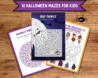 Halloween Mazes for Kids Printable – 10 Kawaii Labyrinths , Easy–medium ...