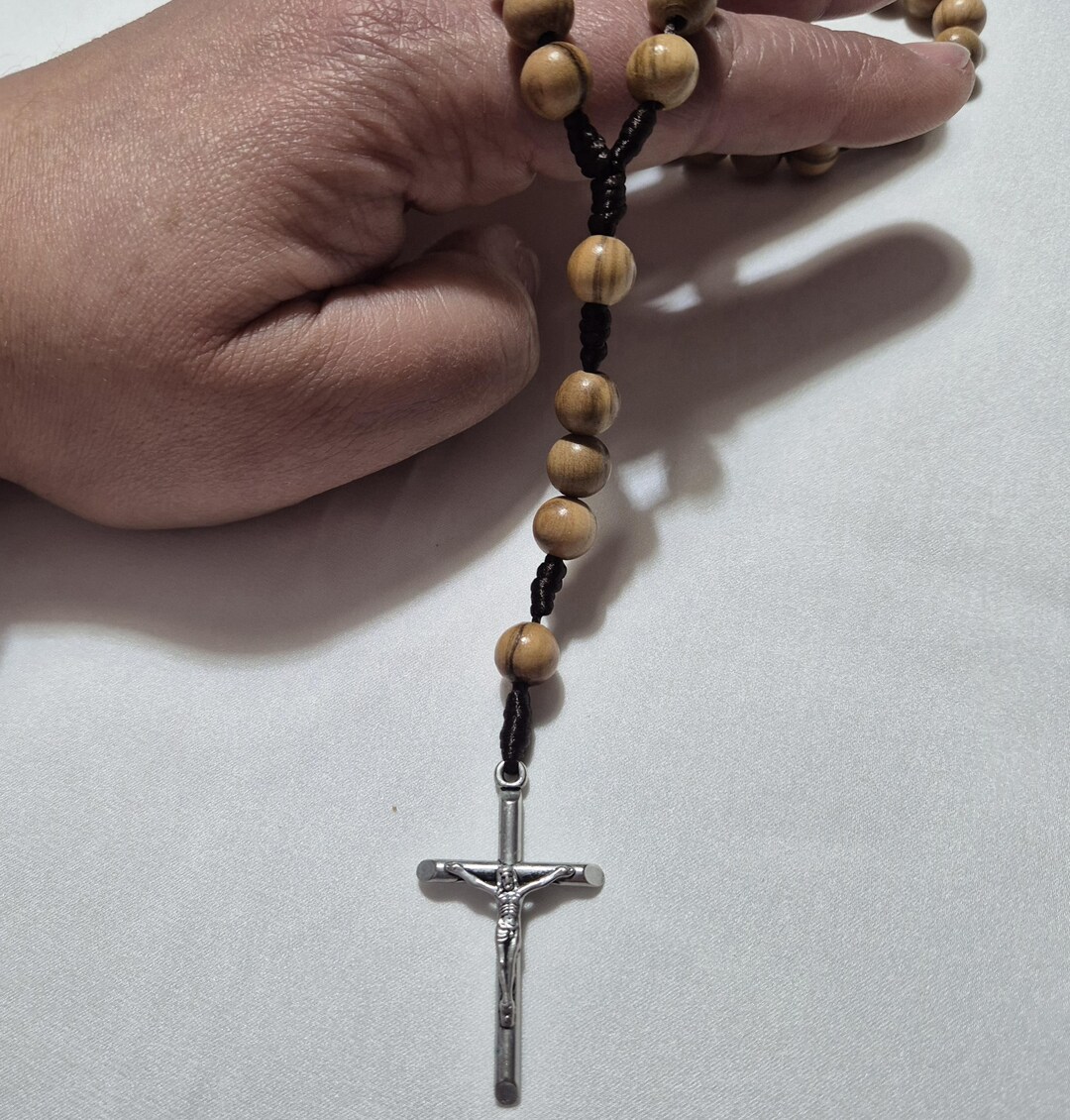 Rosary Made of Genuine Olive Wood, Tied With a Pretty Satin Cord in a ...