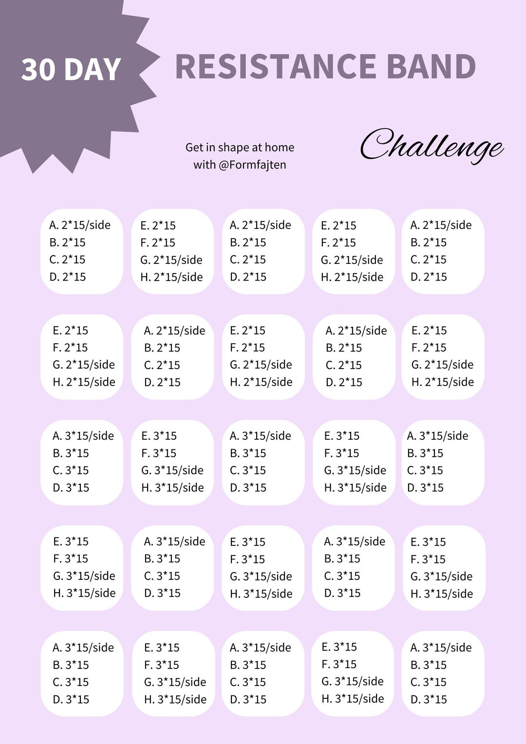 30 Day Resistance Band Challenge - Etsy