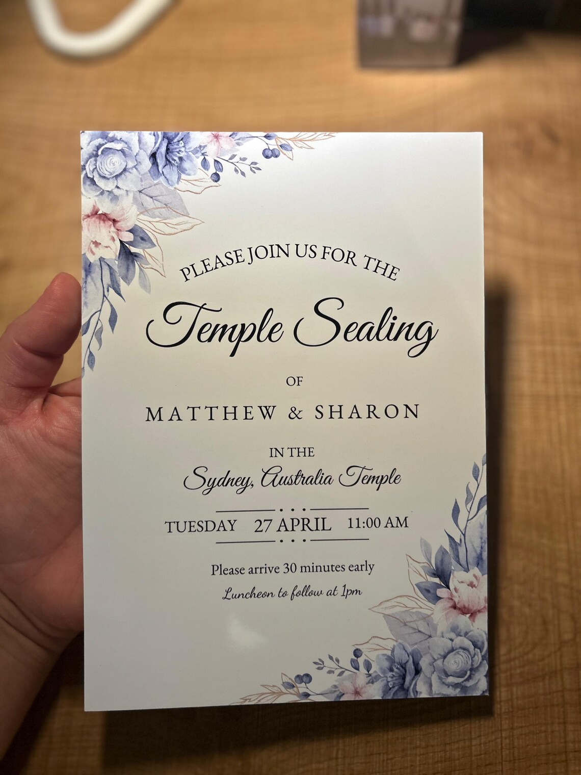 LDS Temple Sealing Invitation Instant Downloadable Wedding Blue Flower ...