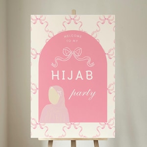Digital: Girl’s Hijab Welcome Sign Template | Pink Bow Design - Etsy