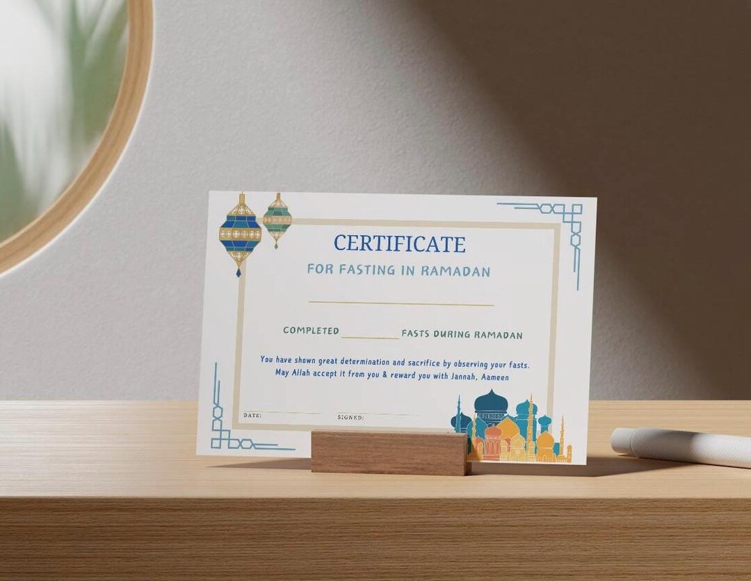 Ramadan Fasting Certificate Kids | Blue | Muslim - Etsy