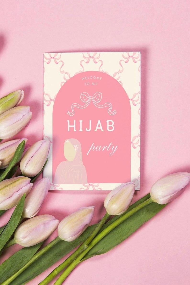 Digital: Girl’s Hijab Welcome Sign Template | Pink Bow Design - Etsy