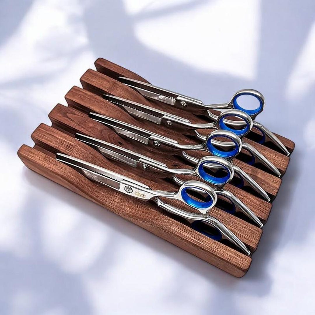 Handcrafted Wooden Scissors Holder – Barber Tool Organizer ...