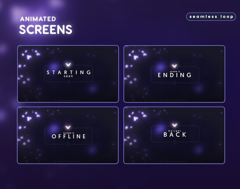Butterfly Twitch Overlay Package | Animated - Vtuber Stream Package ...