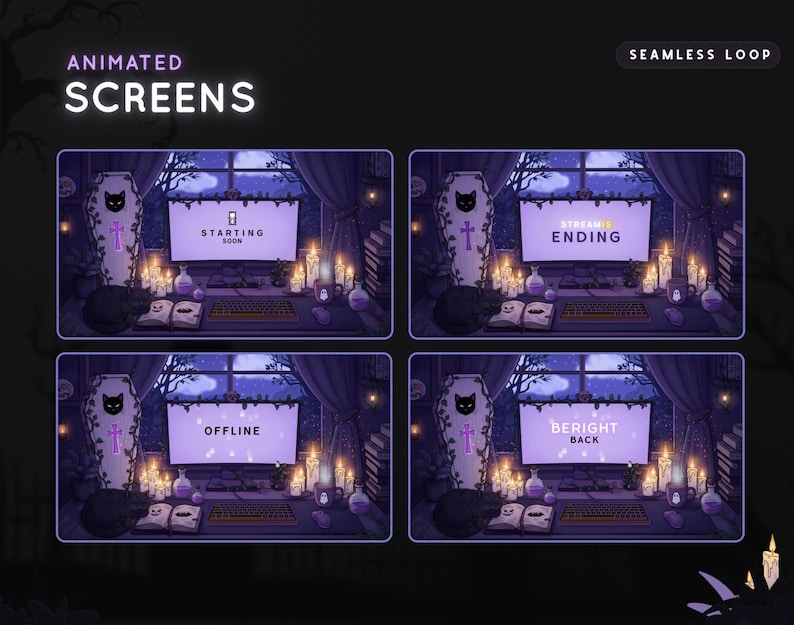 Spooky Gothic Room Overlay Package: Halloween Streaming Room - Animated ...