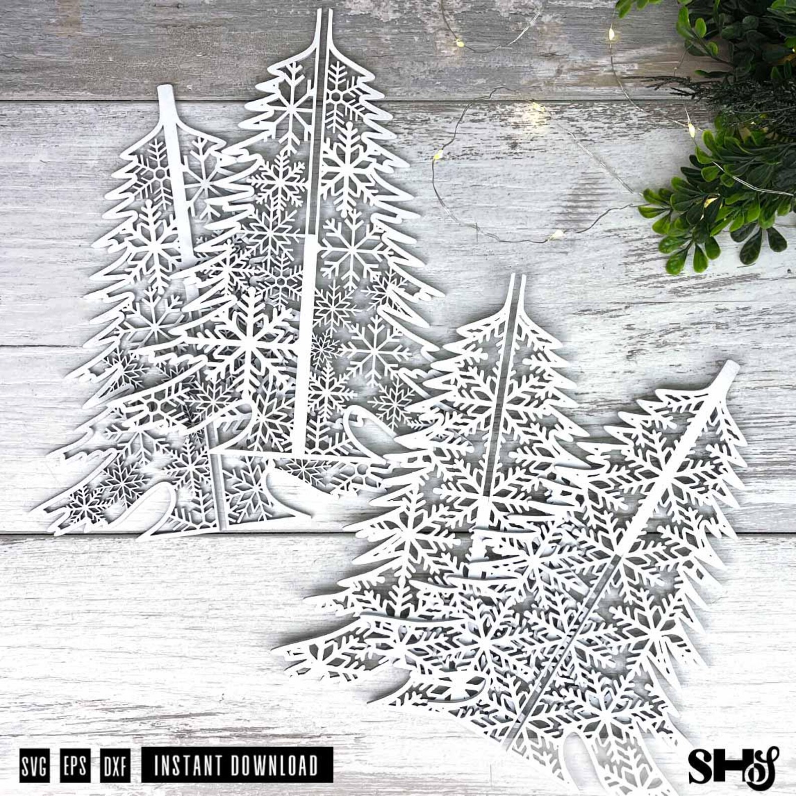 Standing Snowflake Christmas Trees SVG File | Tree Laser Cut File ...