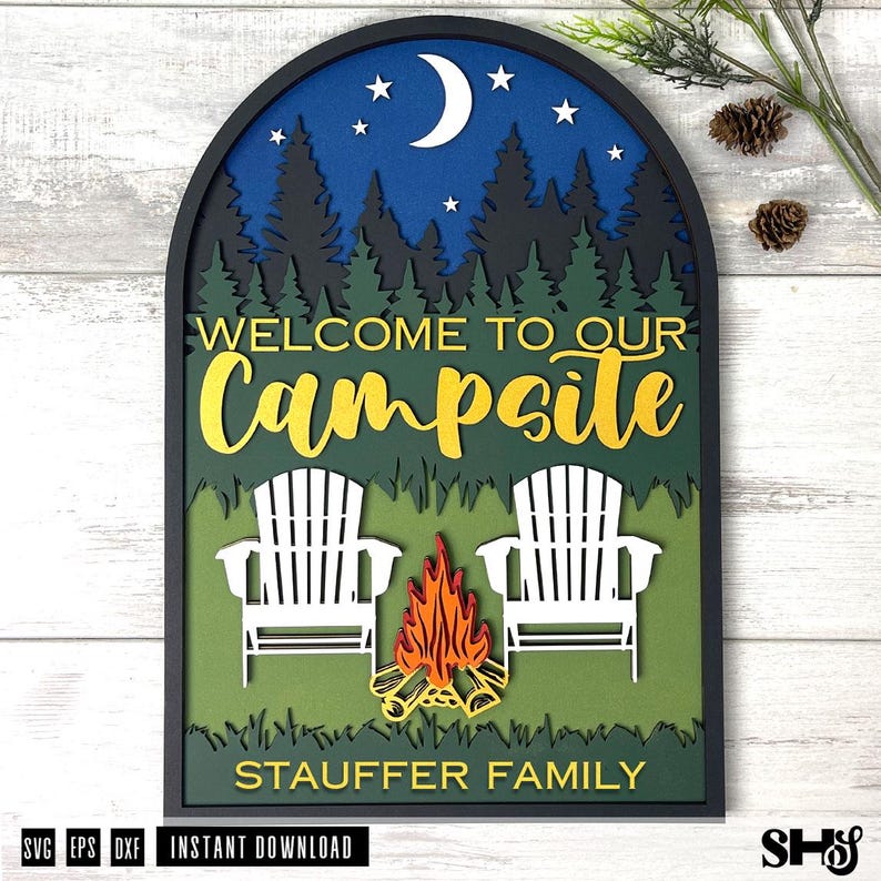 Camp Sign Laser Cut File | Campsite Sign SVG | Fire Pit Sign | Camper ...