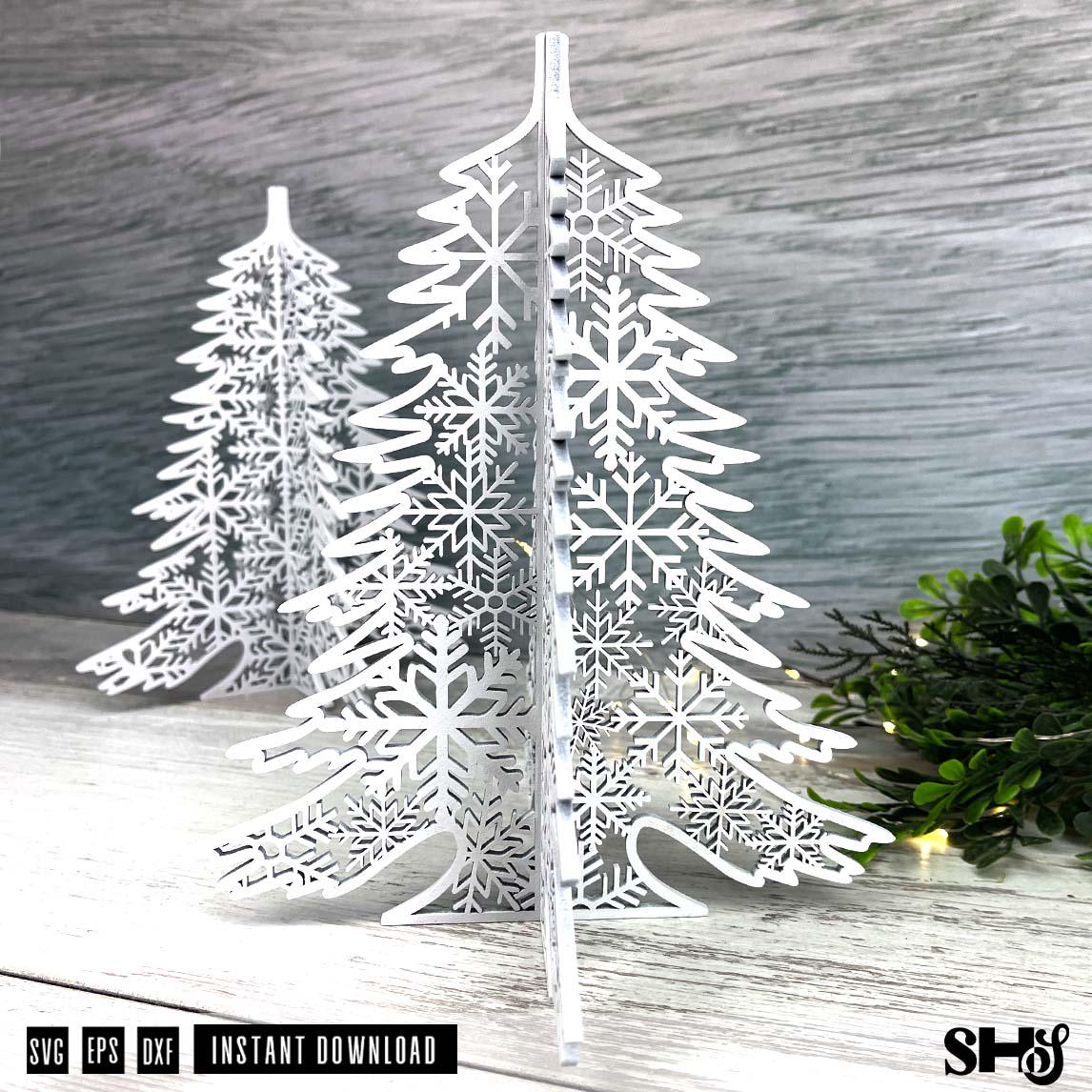 Standing Snowflake Christmas Trees SVG File | Tree Laser Cut File ...