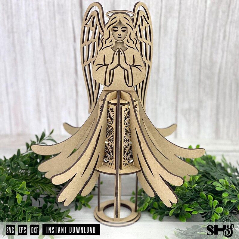 Angel Lantern Laser Cut SVG | Angel Lantern Tree Topper Laser Cut File ...
