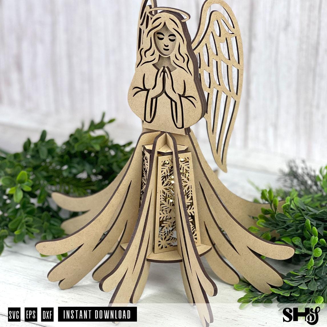 Angel Lantern Laser Cut SVG | Angel Lantern Tree Topper Laser Cut File ...