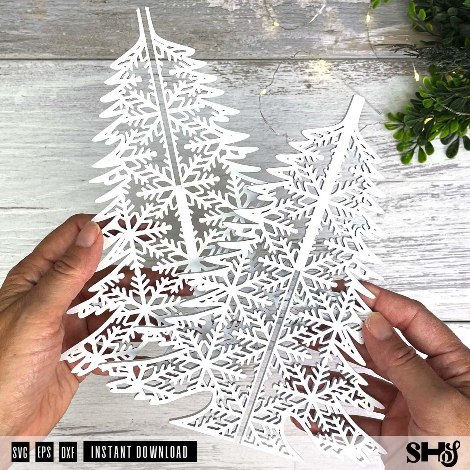 Standing Snowflake Christmas Trees SVG File | Tree Laser Cut File ...