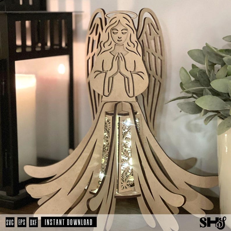 Angel Lantern Laser Cut SVG | Angel Lantern Tree Topper Laser Cut File ...