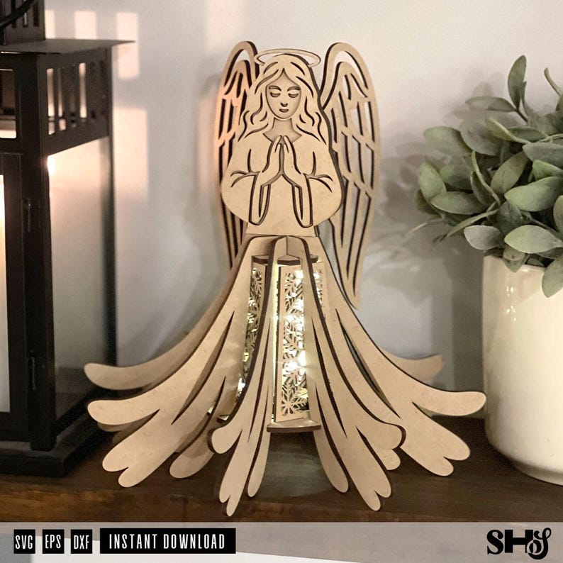 Angel Lantern Laser Cut SVG | Angel Lantern Tree Topper Laser Cut File ...