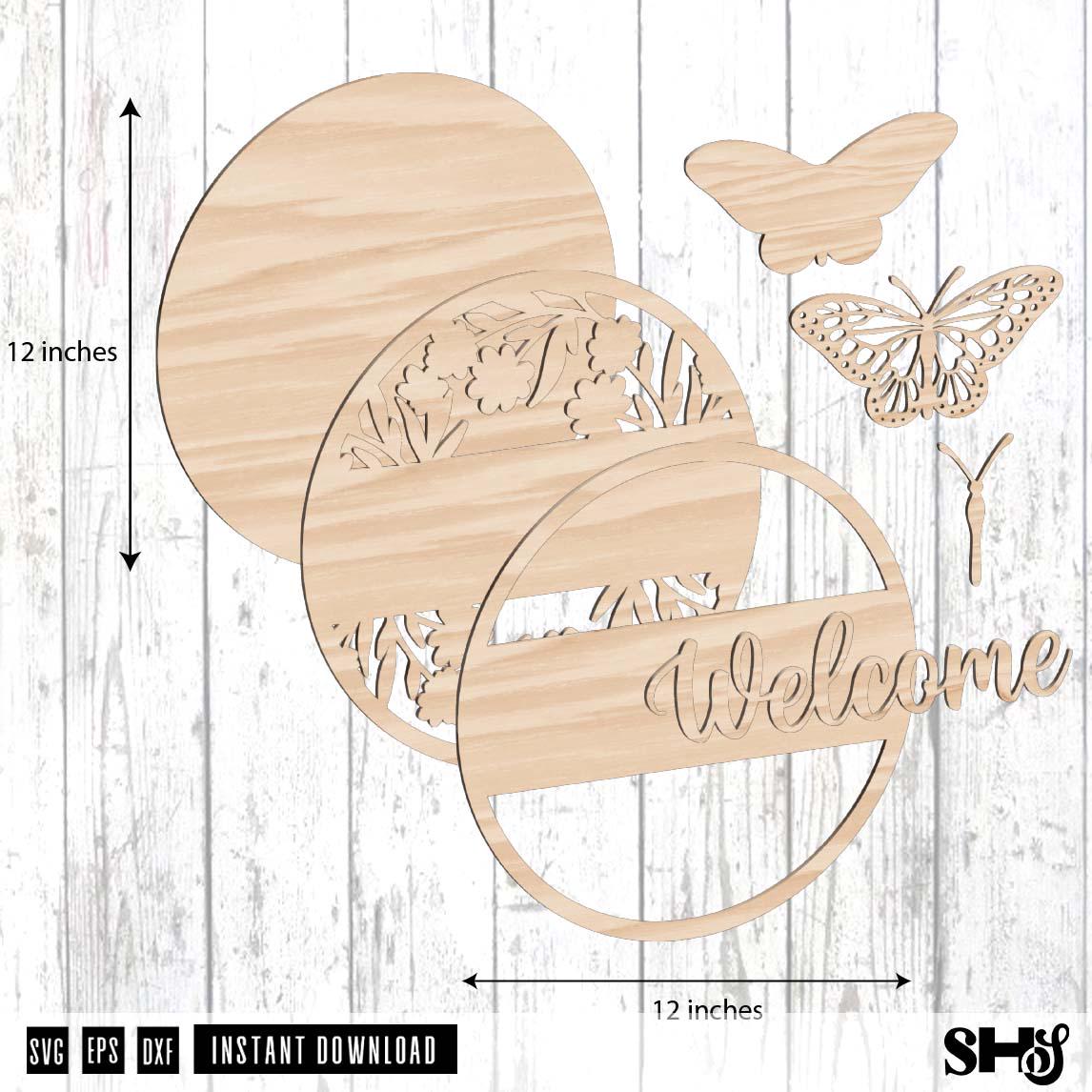 Spring Butterfly Welcome Round Sign Laser Cut File | Spring Summer ...
