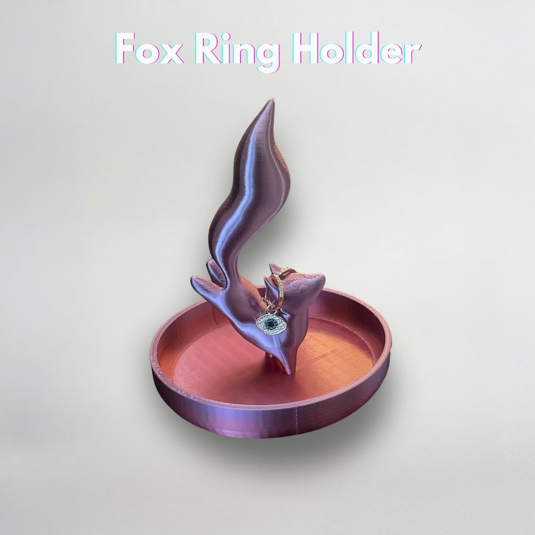 3D Printed Fox Ring Holder X3 Cute and Functional Jewelry Organizer ...