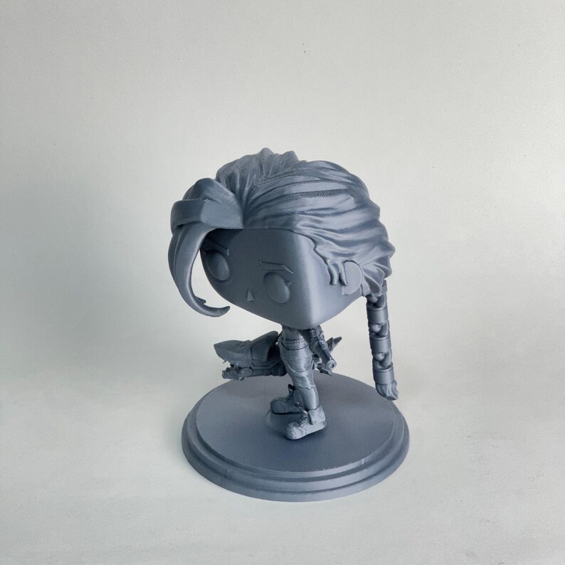 3D Printed Jinx Figure Funko Pop Style Big Head Arcane-inspired Unpainted Grey Collectible - Etsy