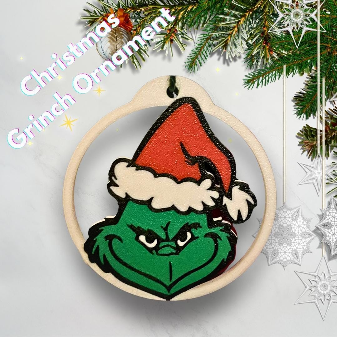 3D Printed Grinch Christmas Tree Ornament X2 Unique Holiday Decoration ...