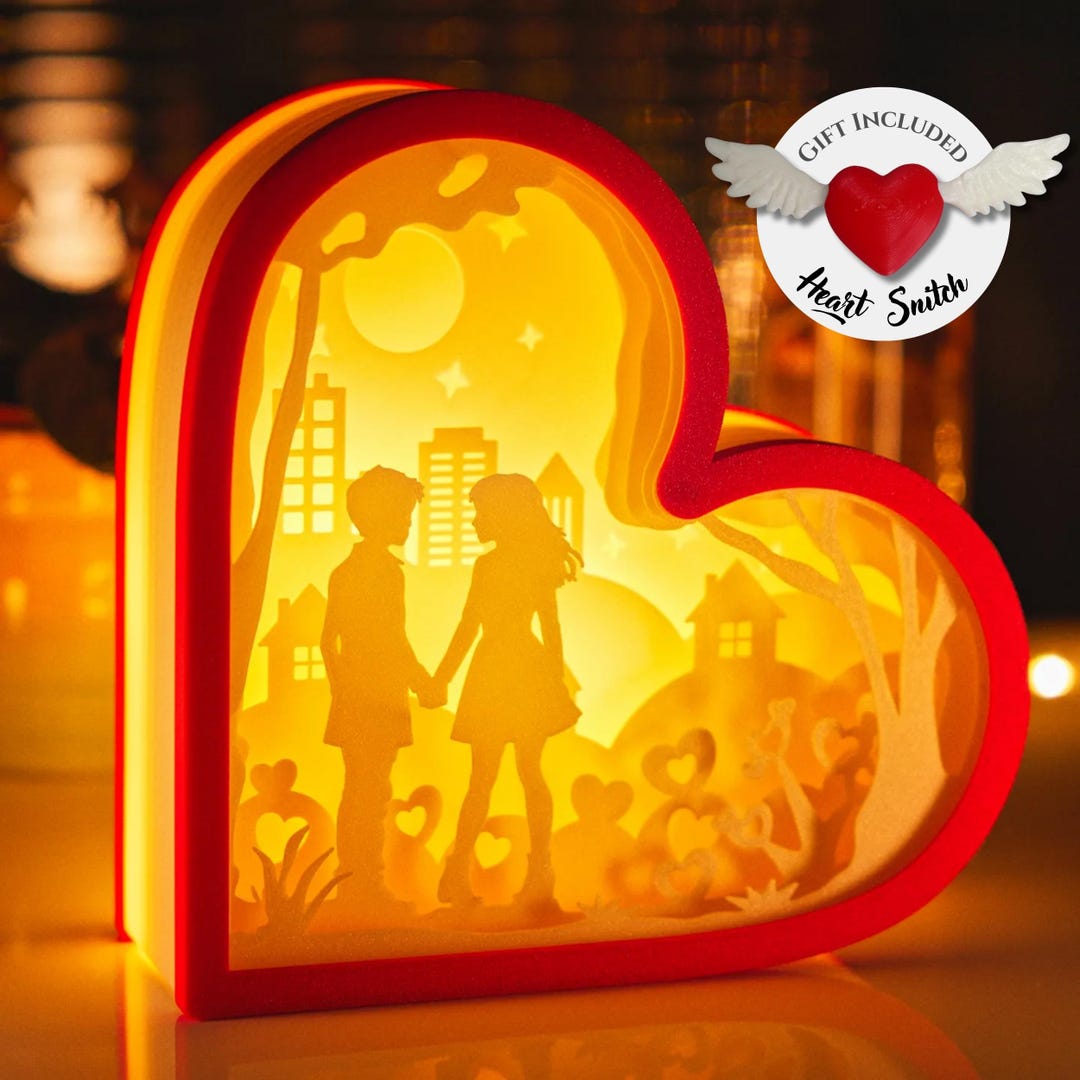 Romantic Heart Lamp, 3D Printed RGB Night Light, Valentine's Day Gift ...