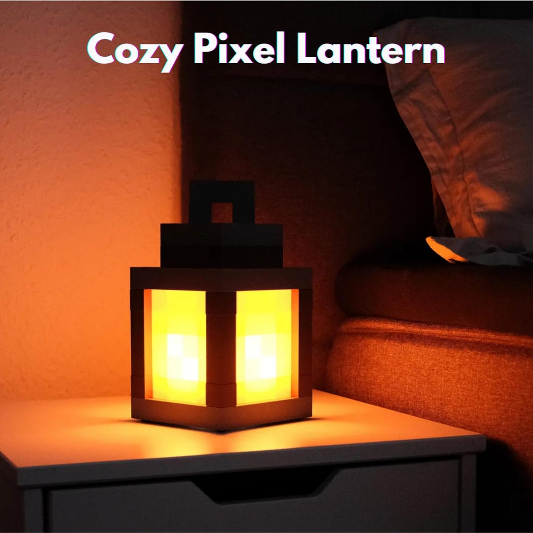 Cozy Pixel Lantern 3D Printed Retro-inspired Light, Warm Ambient Glow ...