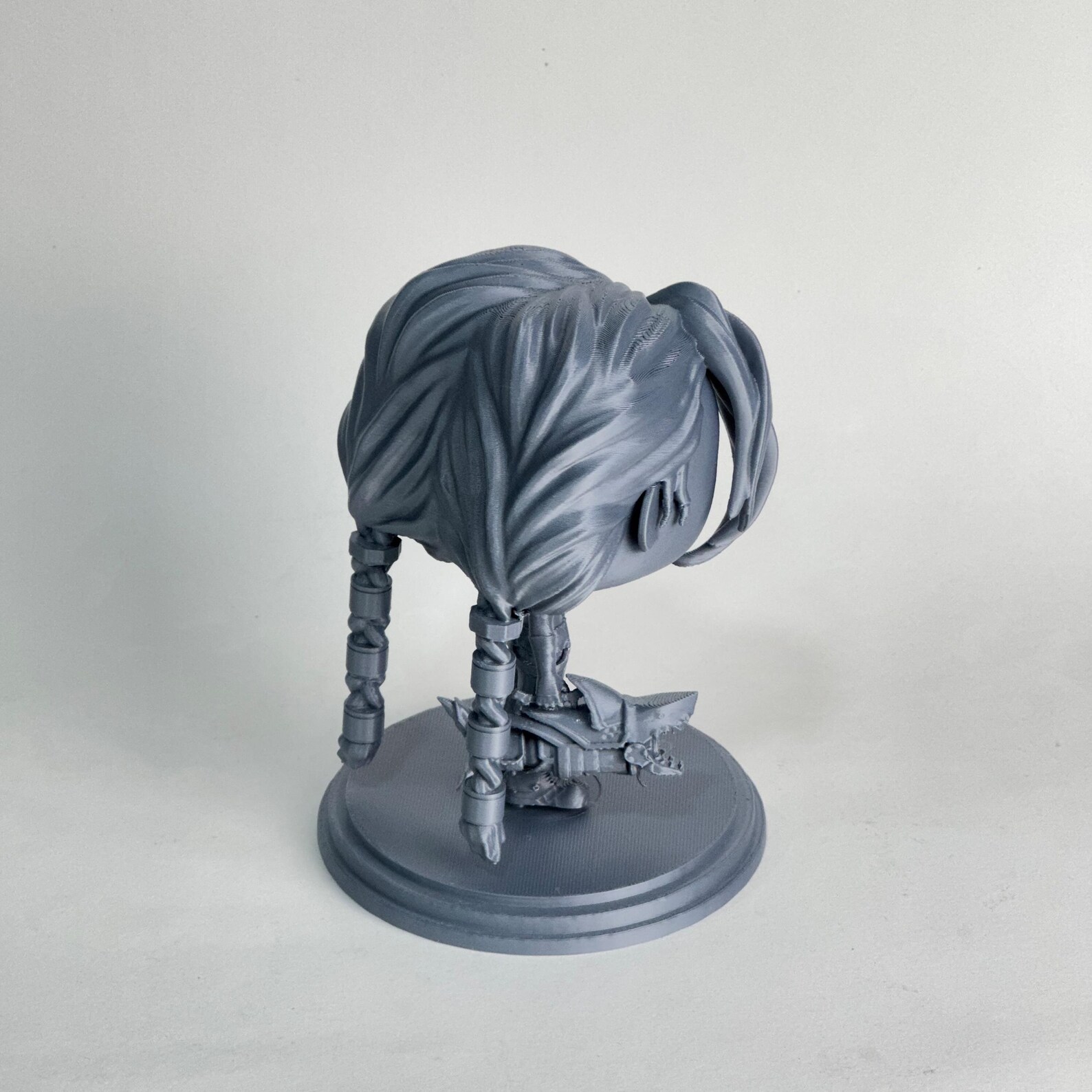 3D Printed Jinx Figure Funko Pop Style Big Head Arcane-inspired Unpainted Grey Collectible - Etsy