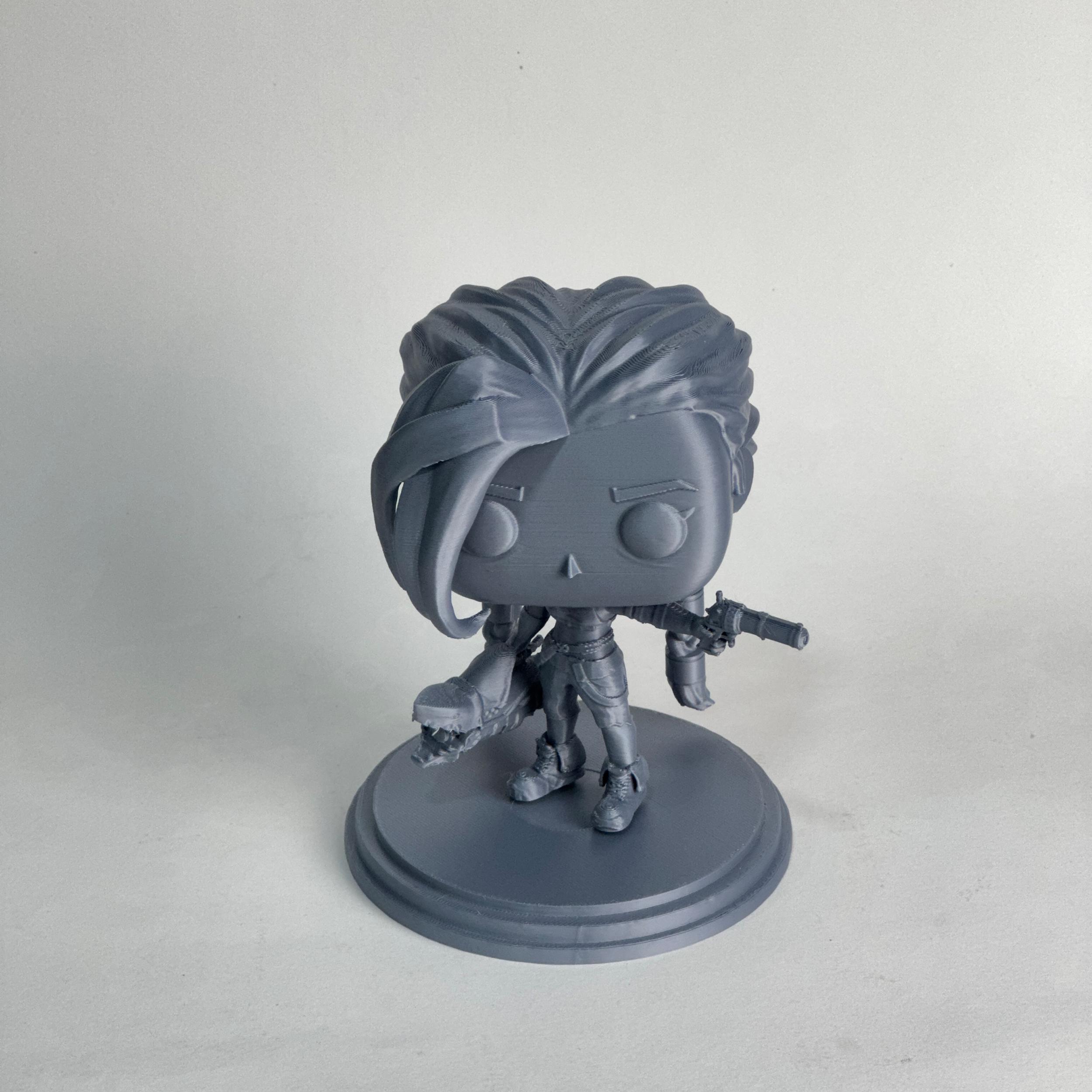 3D Printed Jinx Figure Funko Pop Style Big Head Arcane-inspired Unpainted Grey Collectible - Etsy