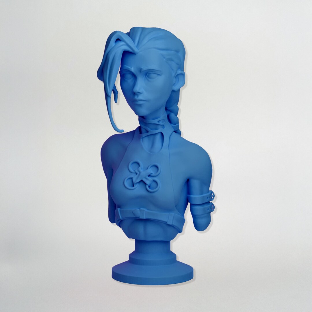 3D Printed Half Jinx Statue Unpainted Gray 15cm Tall Arcane League of Legends Inspired Figüre - Etsy