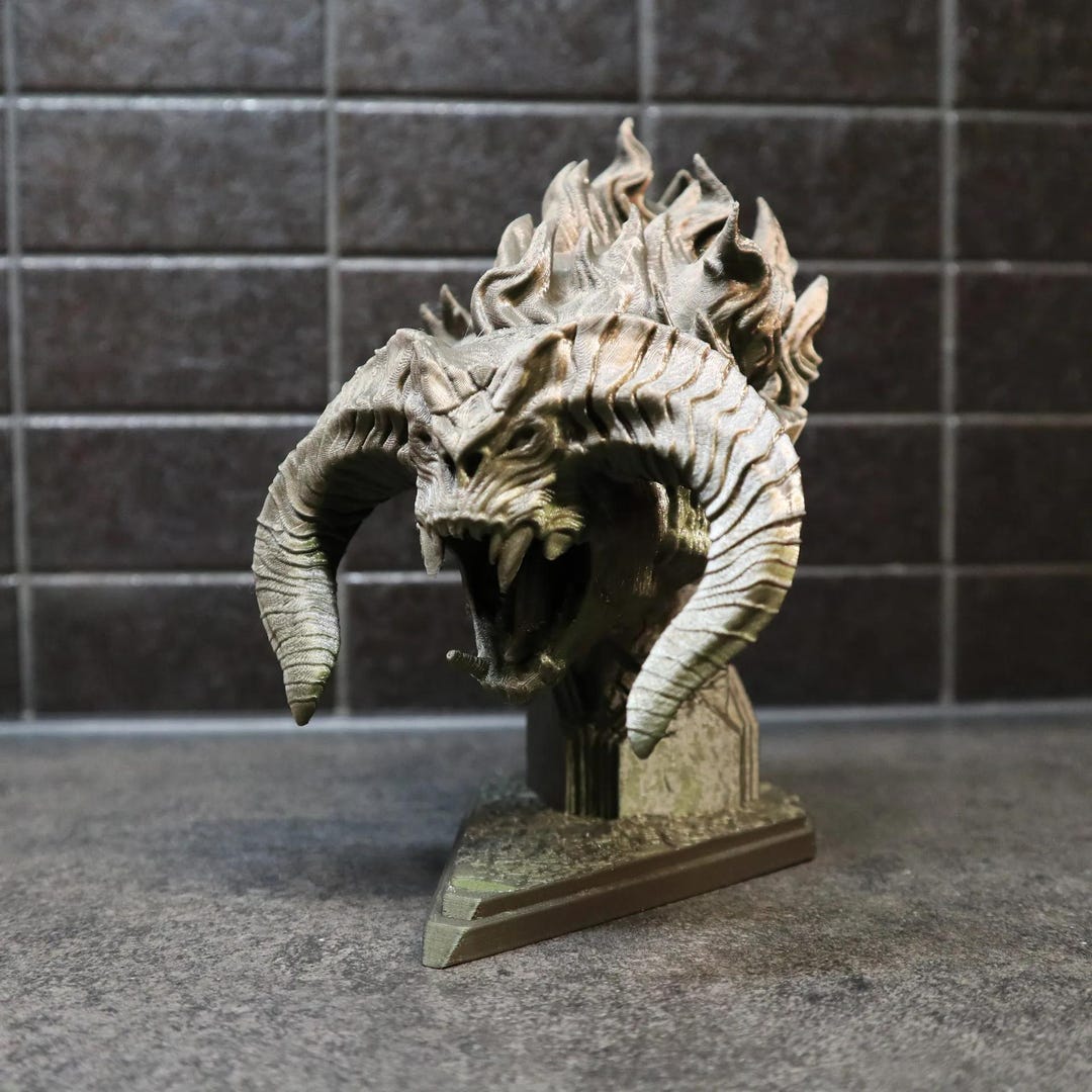 3D Printed Balrog Bust 20cm Tall Unpainted Gray Fantasy Decor - Etsy