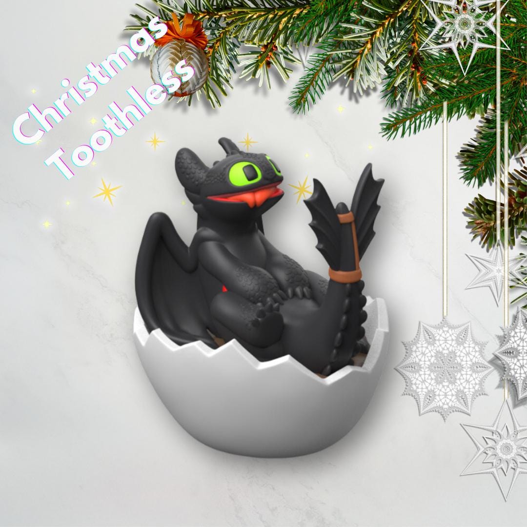 3D Printed Toothless Christmas Egg How to Train Your Dragon Inspired ...