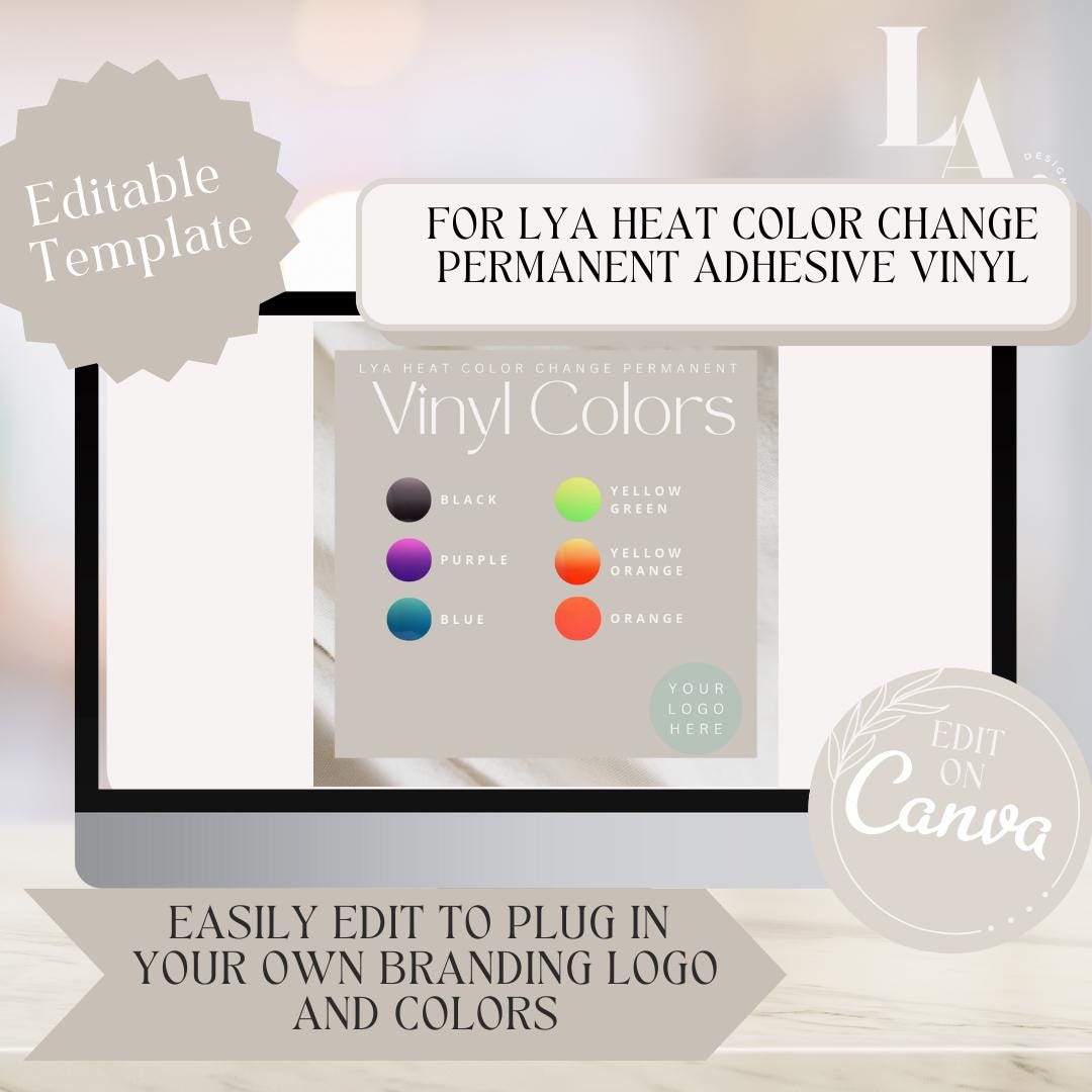 Vinyl Color Swatch Chart for LYA Heat Color Change Permanent Adhesive ...