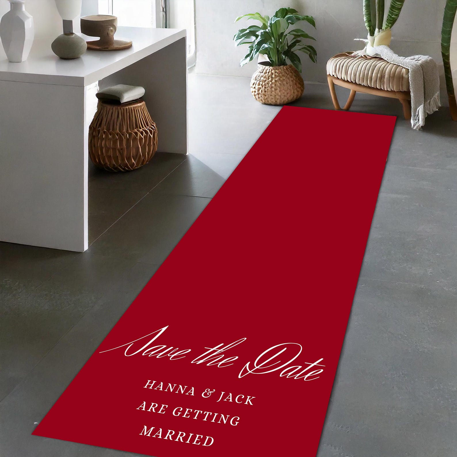 Personalized Red Wedding Aisle Runner Rug | Customizable Wedding ...