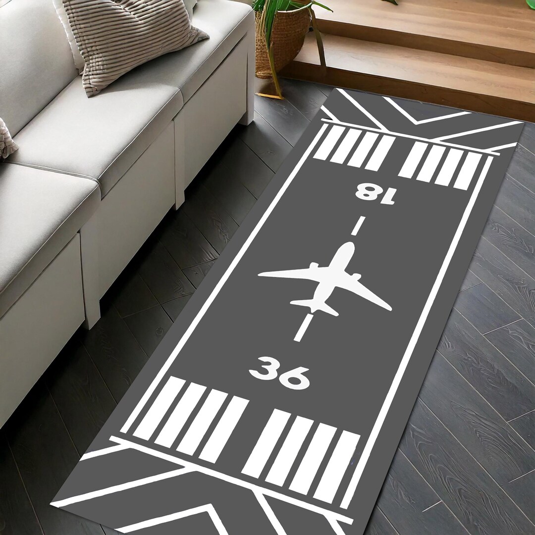 Runway Road Runner Rug | Kids Play Carpet | Airplane Runway Mat ...