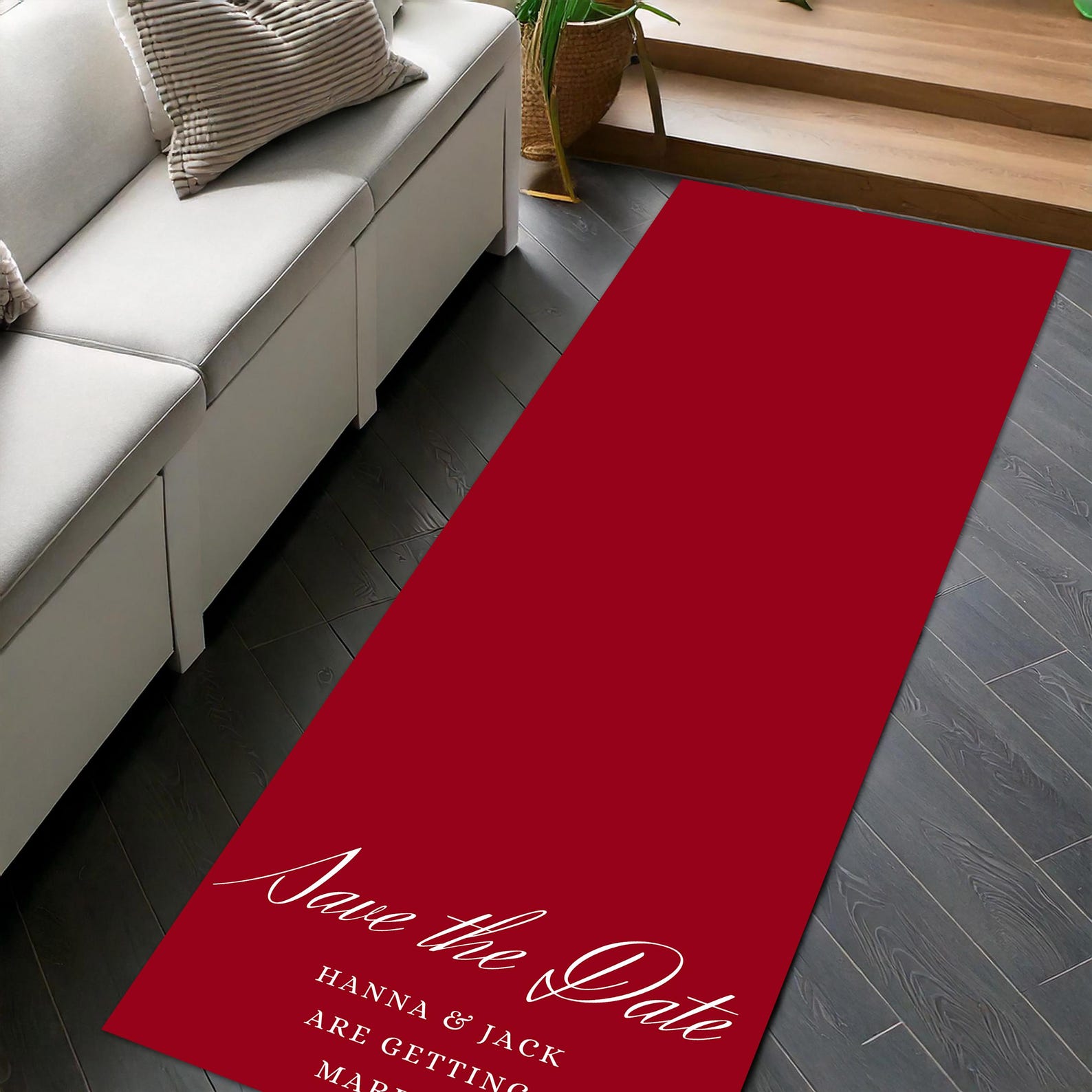 Personalized Red Wedding Aisle Runner Rug | Customizable Wedding ...
