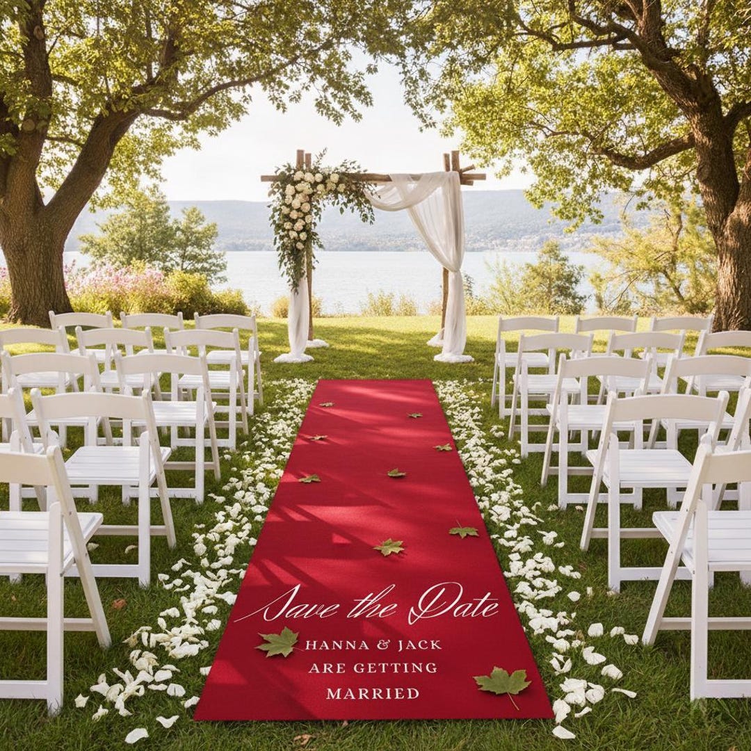 Personalized Red Wedding Aisle Runner Rug | Customizable Wedding ...